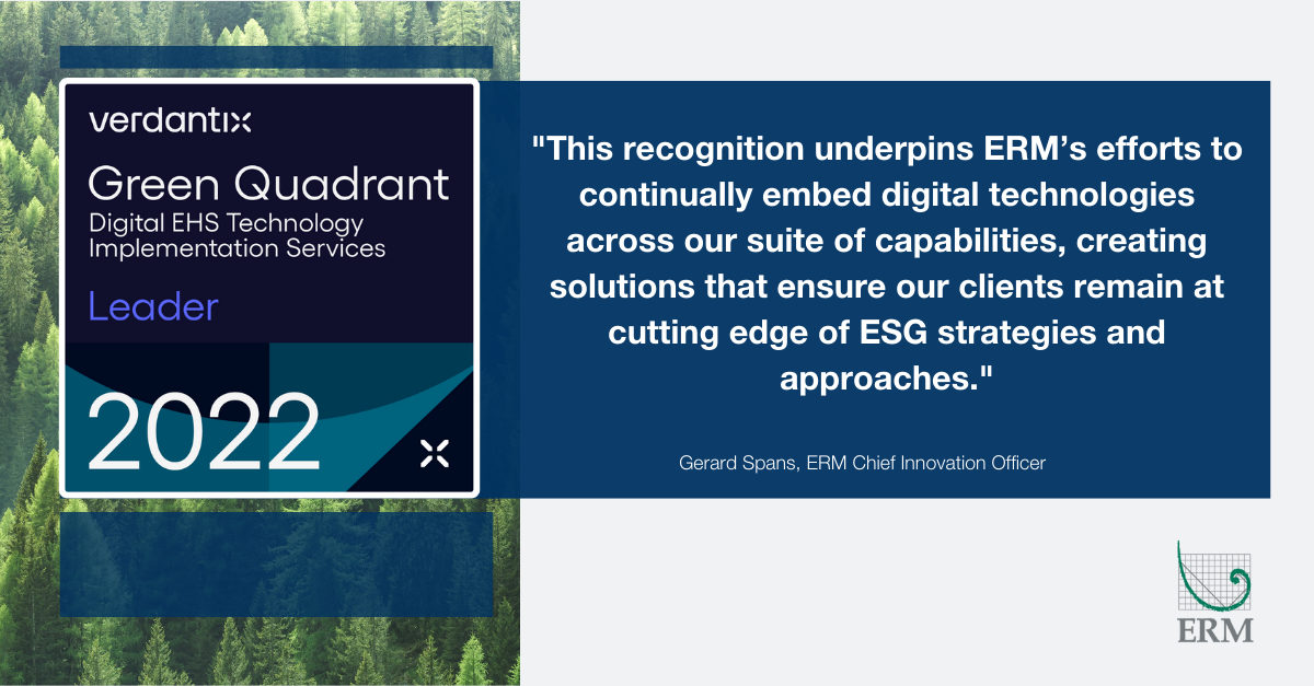 ERM named as a Leader in Digital EHS Technology Implementation in new independent research